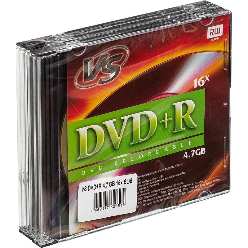 Диск VS DVD+R 4.7 Gb 5 шт
