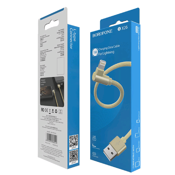 Кабель Borofone  USB Lightning BX26 1M 2,4A золото