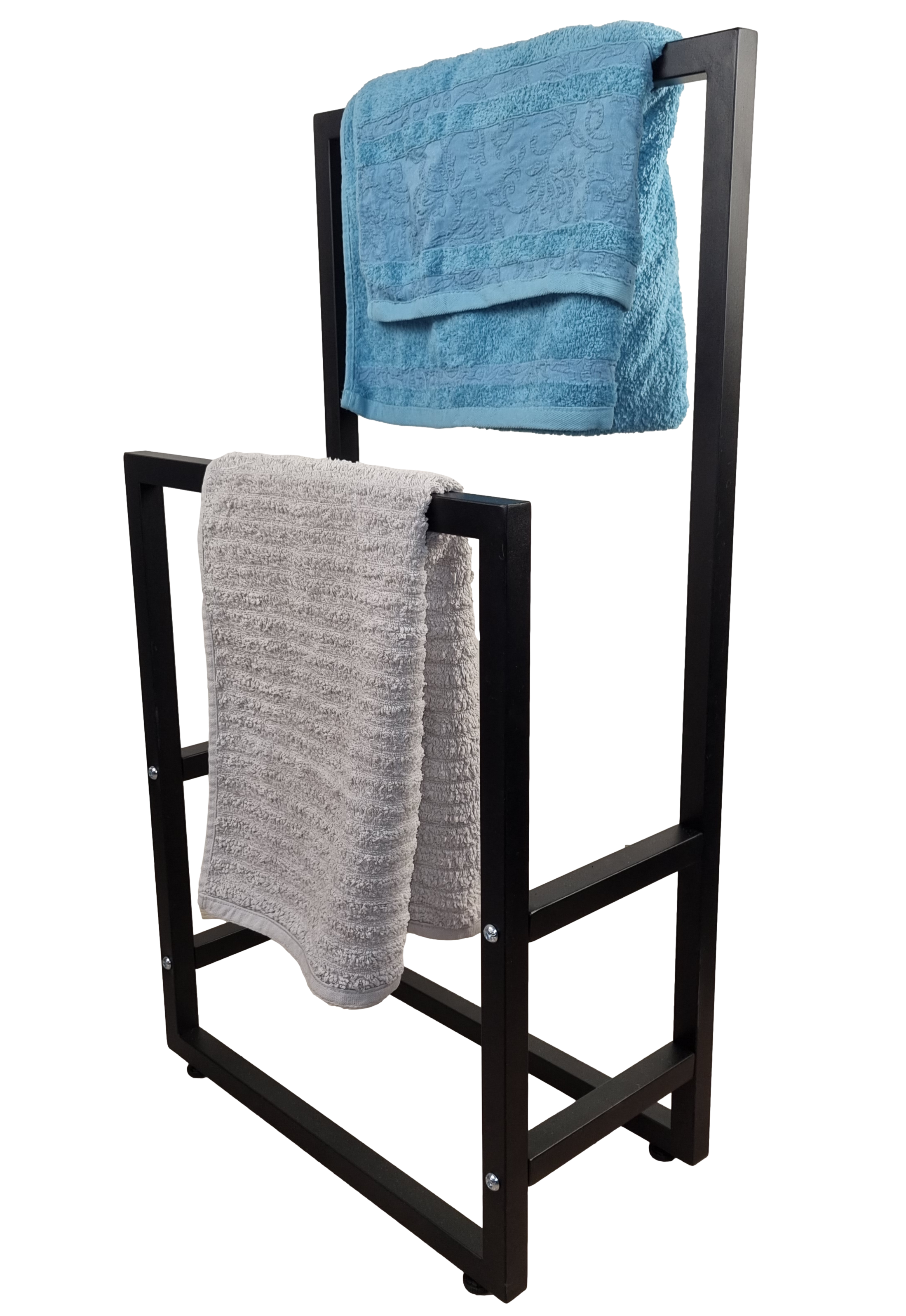 Лофт-вешалка для одежды и полотенец в стиле Лофт. Высота стоек 90 и 60см, Черная
