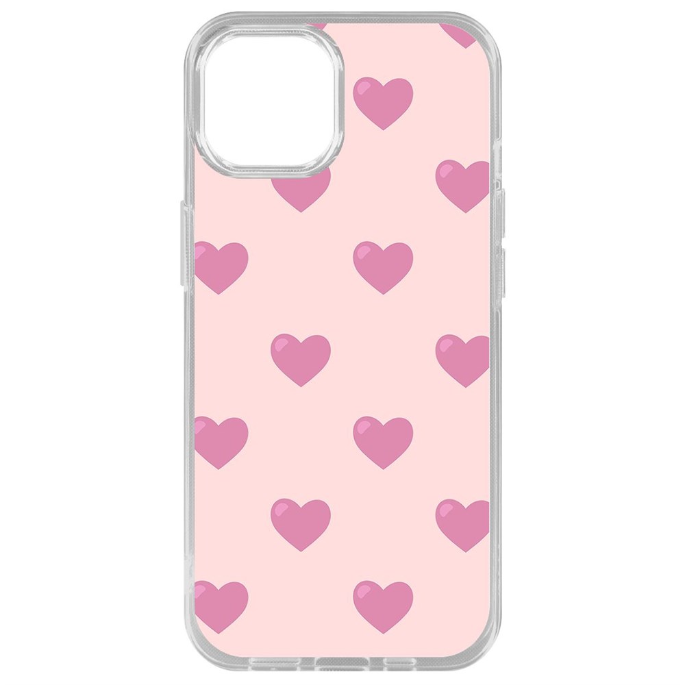 Чехол-накладка Krutoff Clear Case Пурпурные сердца для iPhone 14 Plus