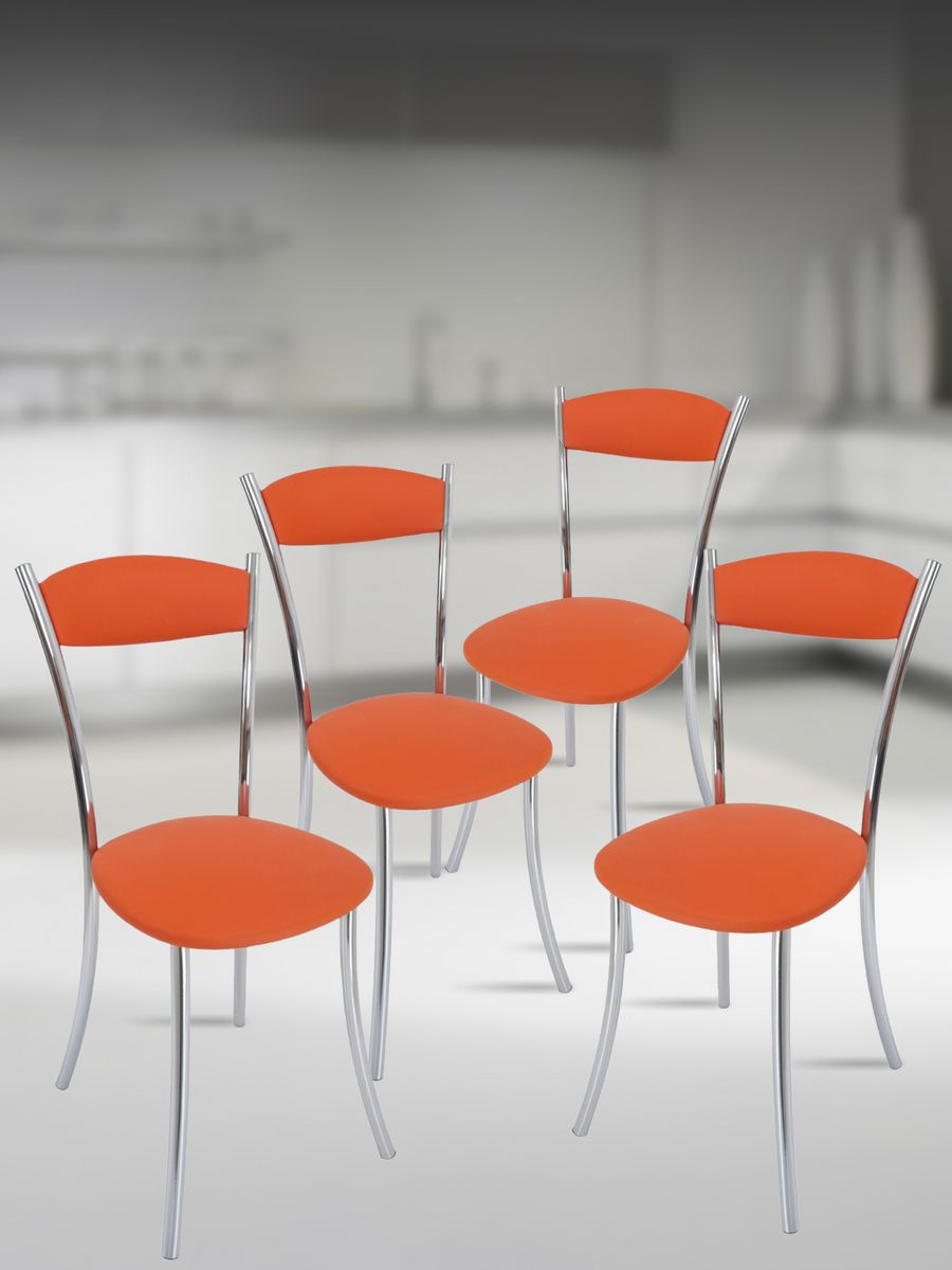 Кухонные стулья мягкие со спинкой Мебель Хром Хром4 шт оранжевый