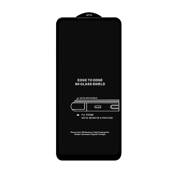 Защитное стекло Xiaomi Note 9S/9 PRO/K30 Black 6D