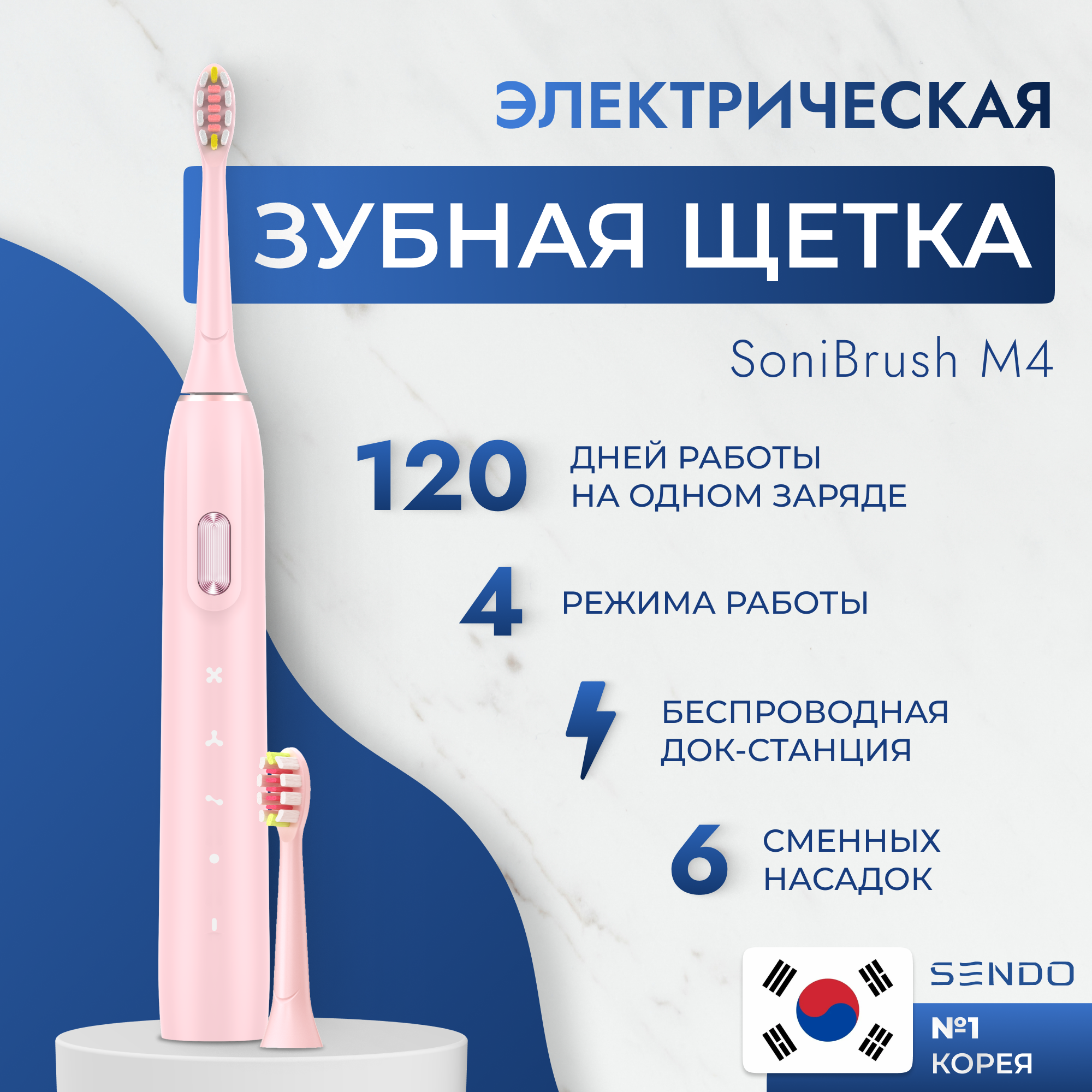 Электрическая зубная щетка SENDO M4 розовый