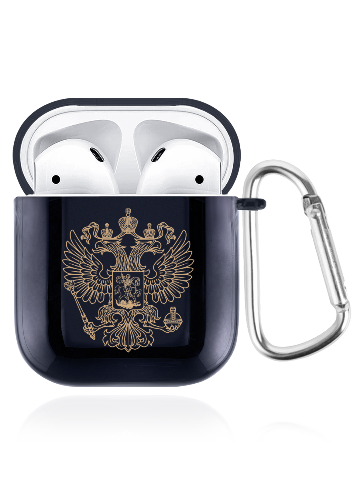 Чехол SignumCase для Apple AirPods 2 Герб России темно-синий