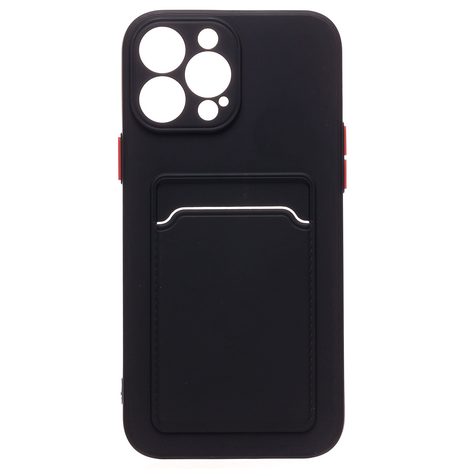Чехол iPhone 13 Pro Max силиконовый с картхолдером №6 <черный>