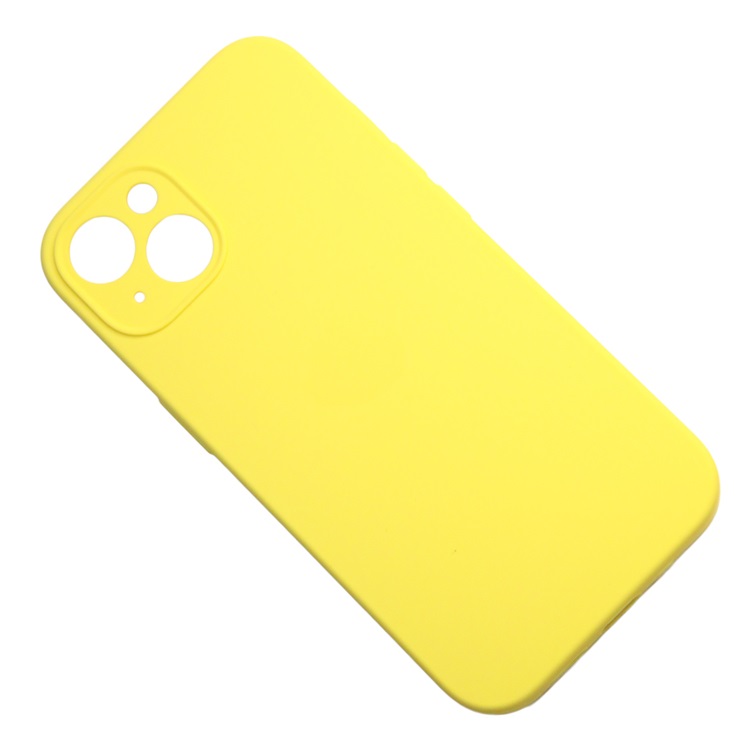 Чехол iPhone 13 силиконовый Soft Touch с закрытой камерой <желтый> (премиум)