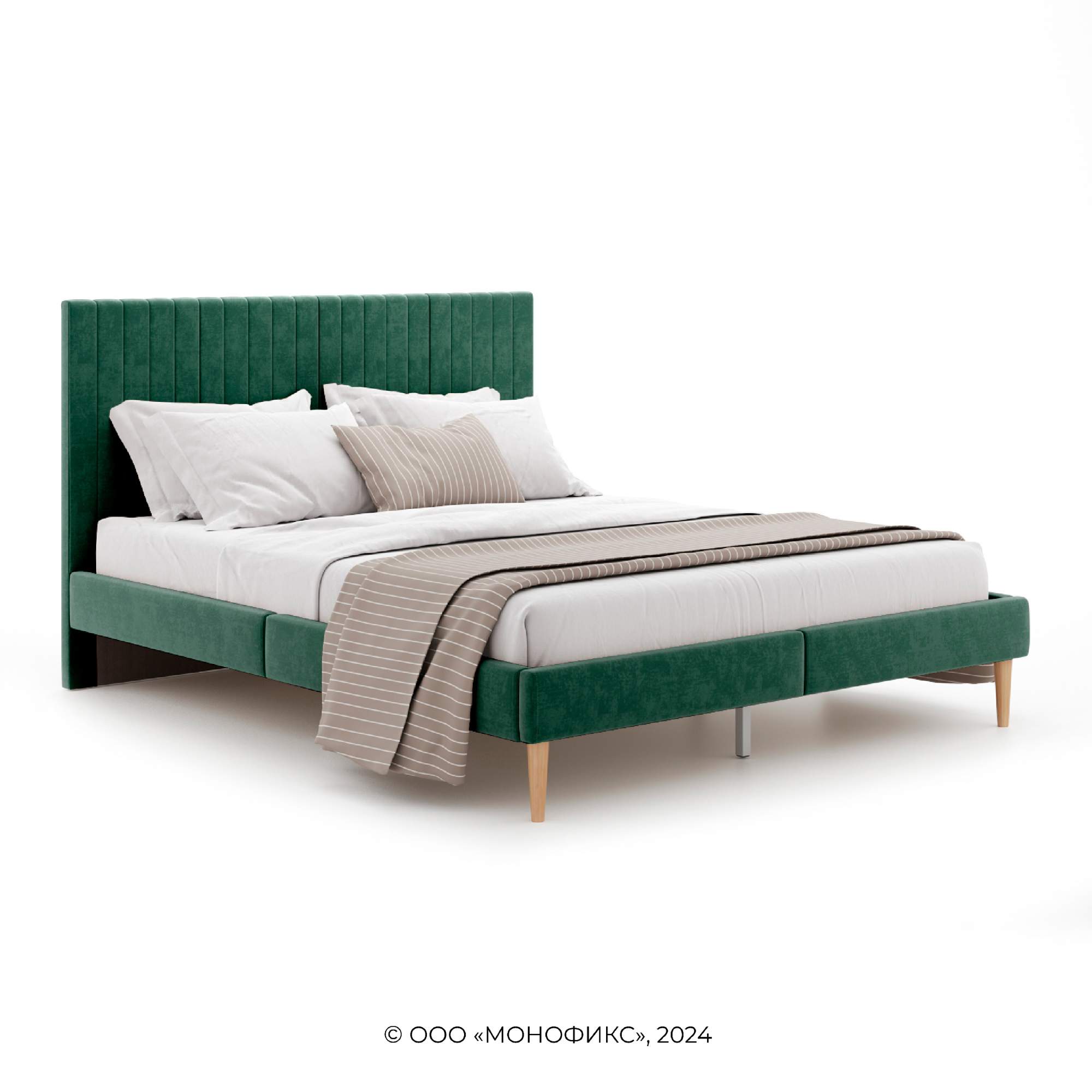 Кровать MONOFIX АММА велюр зеленый, 140х200