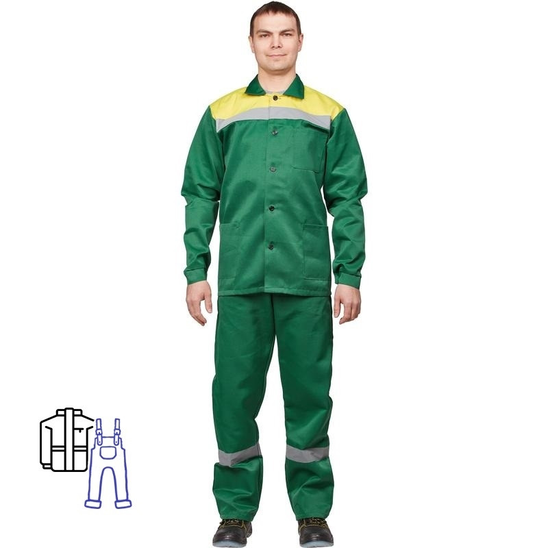 Костюм рабочий NoBrand 395798-K зеленый/желтый 48-50, 182