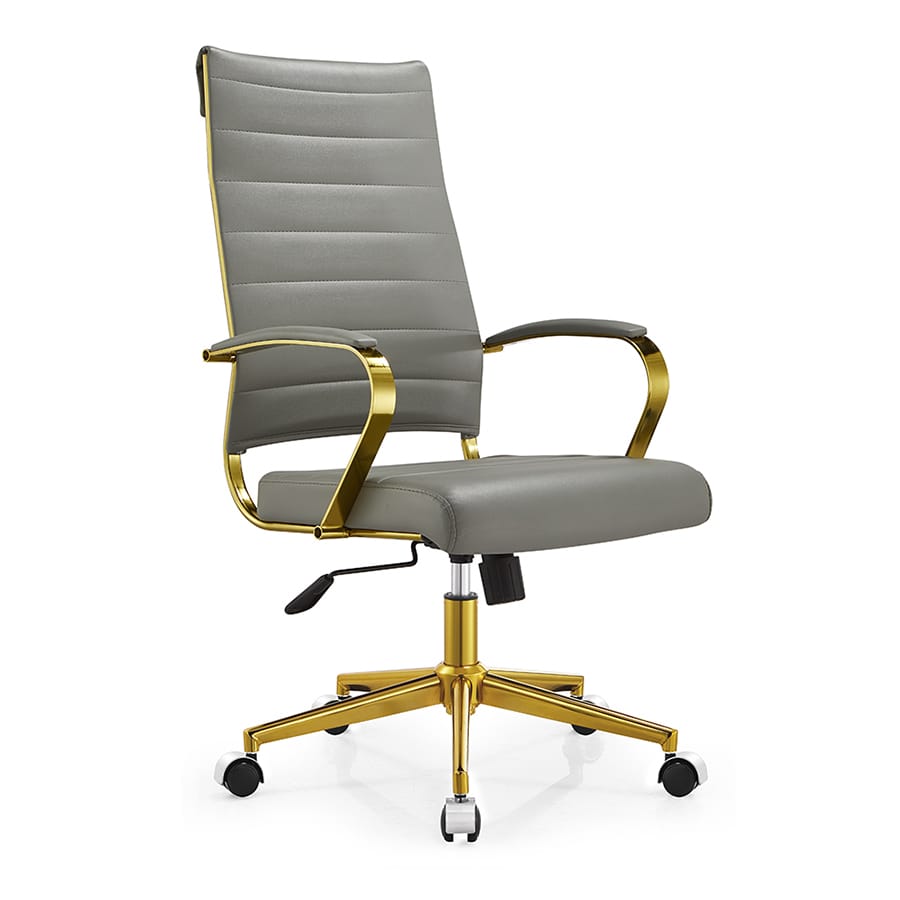 Кресло руководителя серое Mega Мебель премиум класса из высококачественной эко-кожи