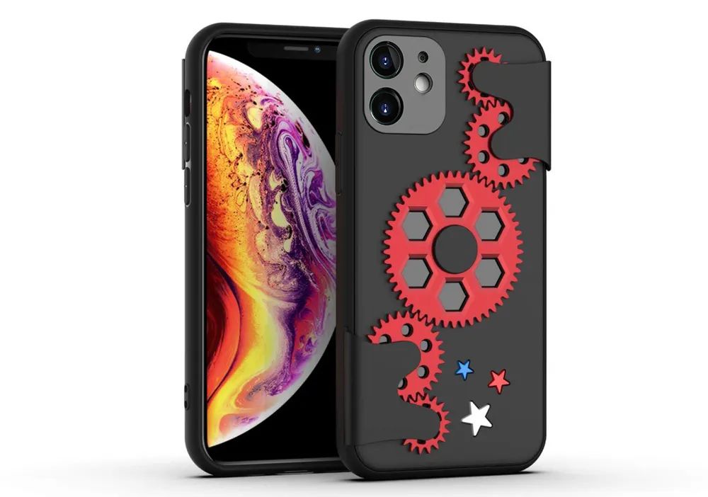 Чехол силиконовый для iPhone 11 6.1" Steampunk (стимпанк) черный с красным