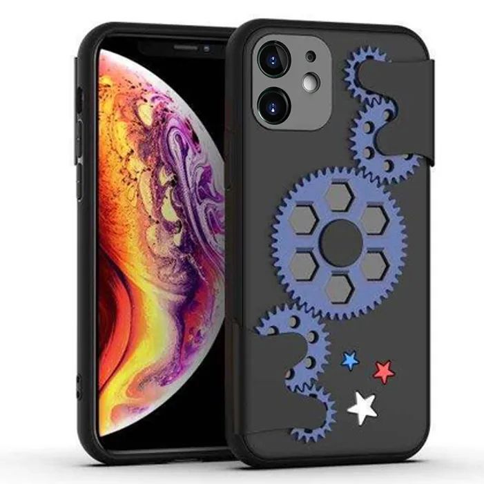 Чехол силиконовый для iPhone 11 6.1" Steampunk (стимпанк) черный с синим