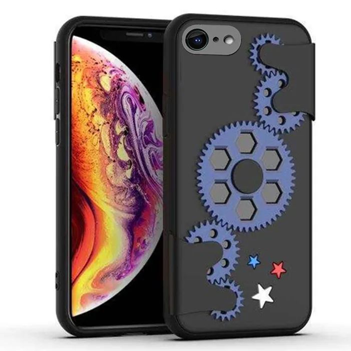 Чехол силиконовый для iPhone SE 2020 / 7 / 8 Steampunk (стимпанк) черный с синим