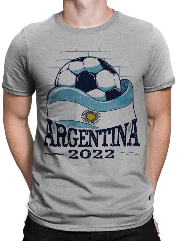 Футболка мужская DreamShirts Studio Сборная Аргентины по футболу 2022 - 2 серая L