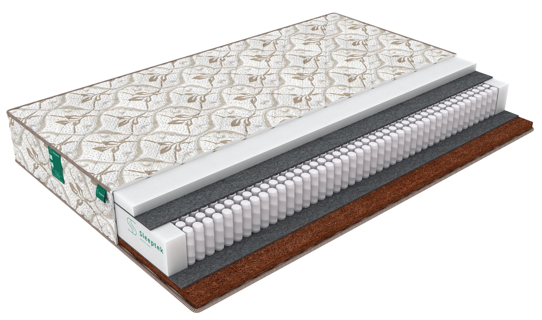 Матрас пружинный SLEEPTEK Perfect Foam Cocos 115х190, высота 20 см., Двусторонний с разной