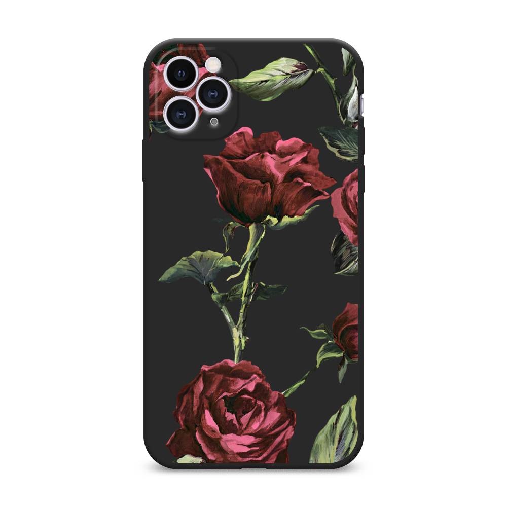 Чехол Awog на Apple iPhone 11 Pro  / Айфон 11 Про "Бордовые розы фон"