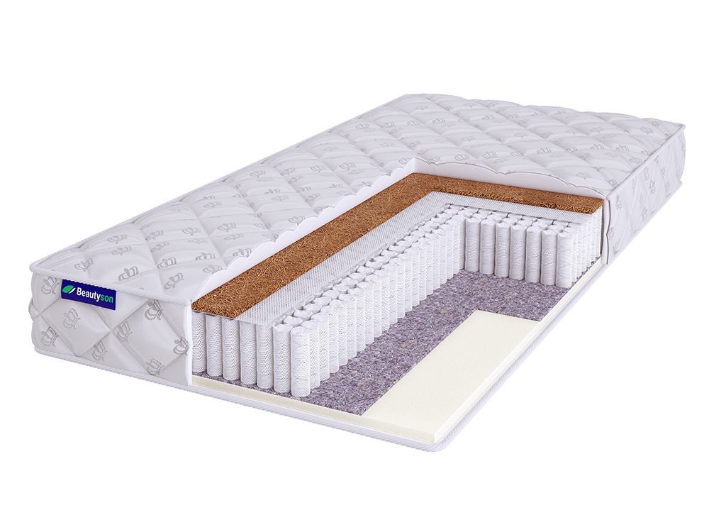 Матрас полутороспальный BeautySon Roll SPRING Foam Cocos 1 S600 Бесклеевой 125x185 17 см