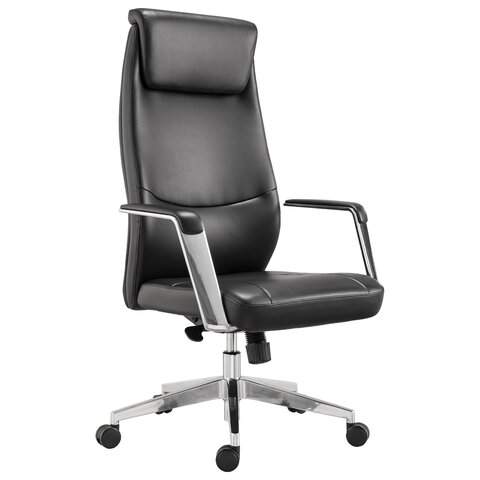 Кресло офисное BRABIX PREMIUM "Jazz EX-757", синхромеханизм, алюминий, экокожа, черное, 53