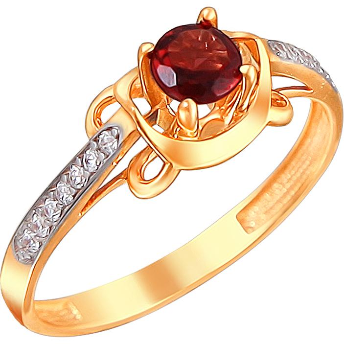 Кольцо из красного золота р. 17,5 Эстет 01К3110971-3, гранат/фианит