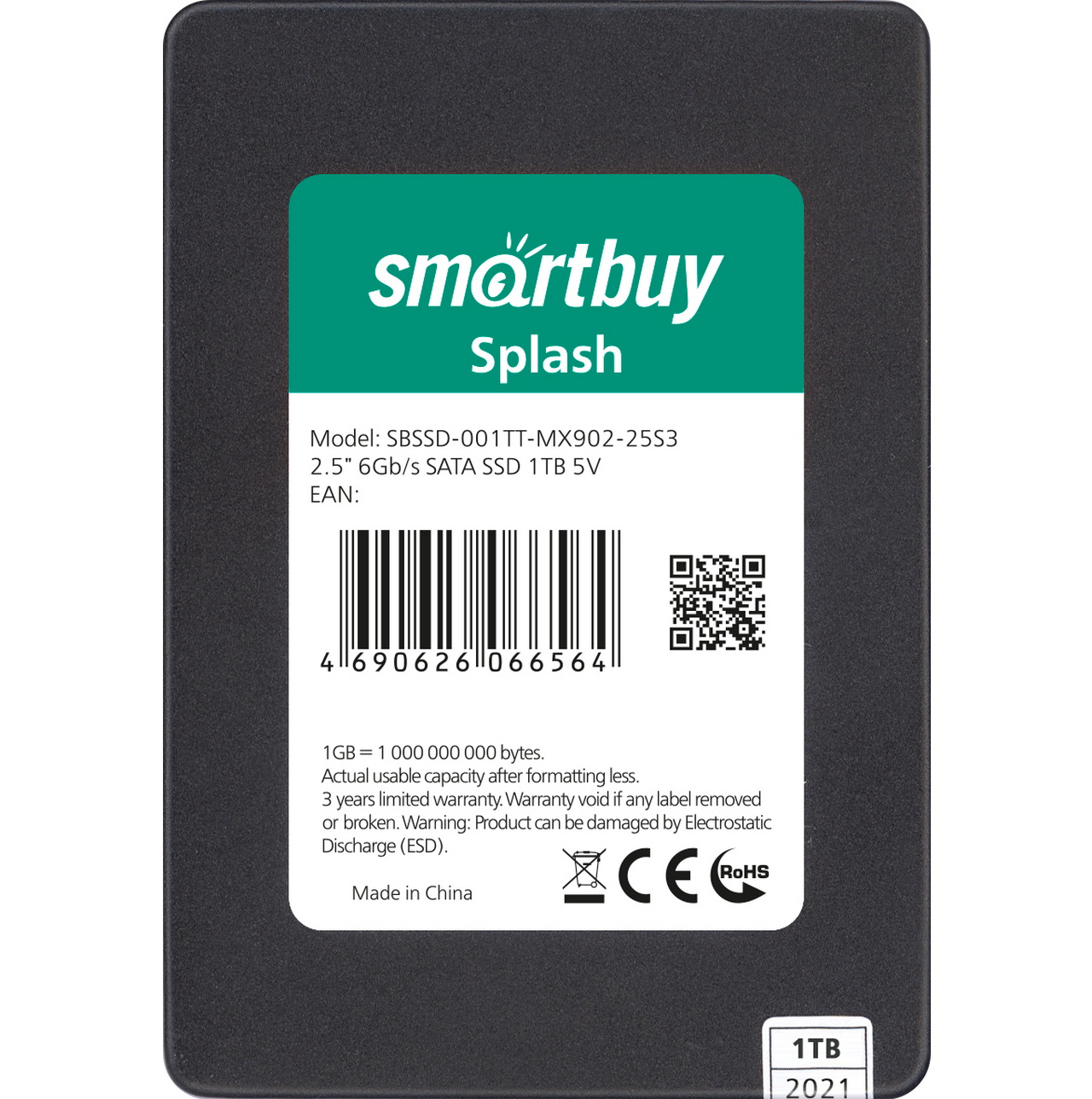 SSD накопитель SmartBuy Splash mk1 2.5" 1 ТБ (SBSSD-001TT-MX902-25S3)