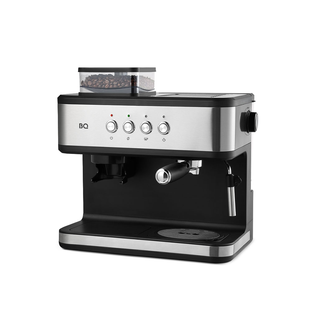 Рожковая кофеварка BQ CM1003 серебристая, черная