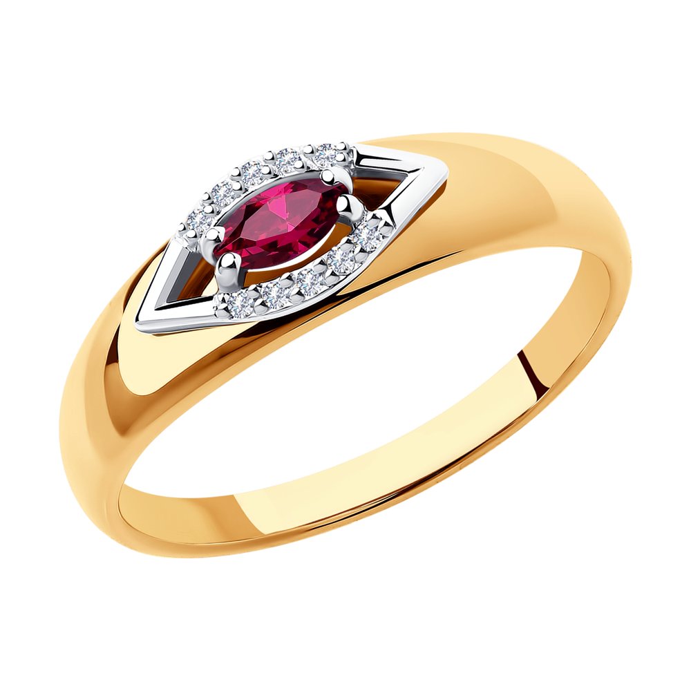 Кольцо из комбинированного золота р. 17,5 SOKOLOV Diamonds 4010603, рубин/бриллиант