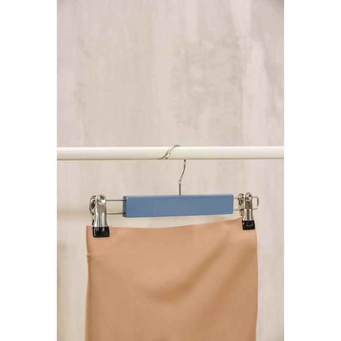 Вешалка деревянная для брюк и юбок с зажимами Тэри 28?11,5?2,8 см, цвет графитовый (2 шт)