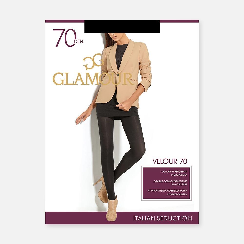 Колготки Glamour Velour чёрные, микрофибра, 70 den, 3 размер