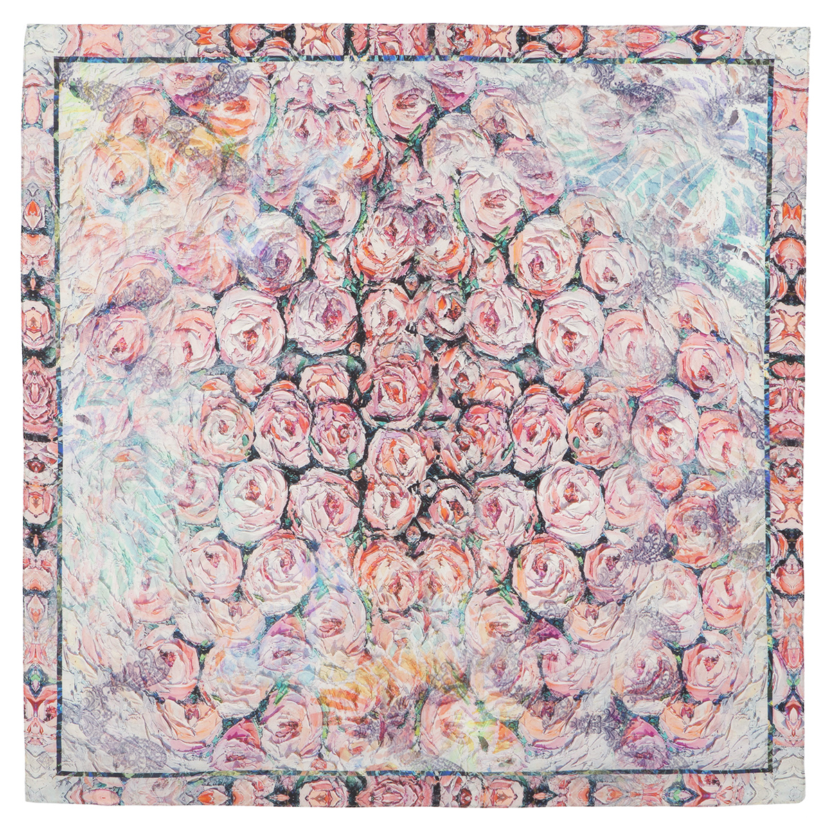 Платок женский Павловопосадский платок 10099 розовый, 89x89 см