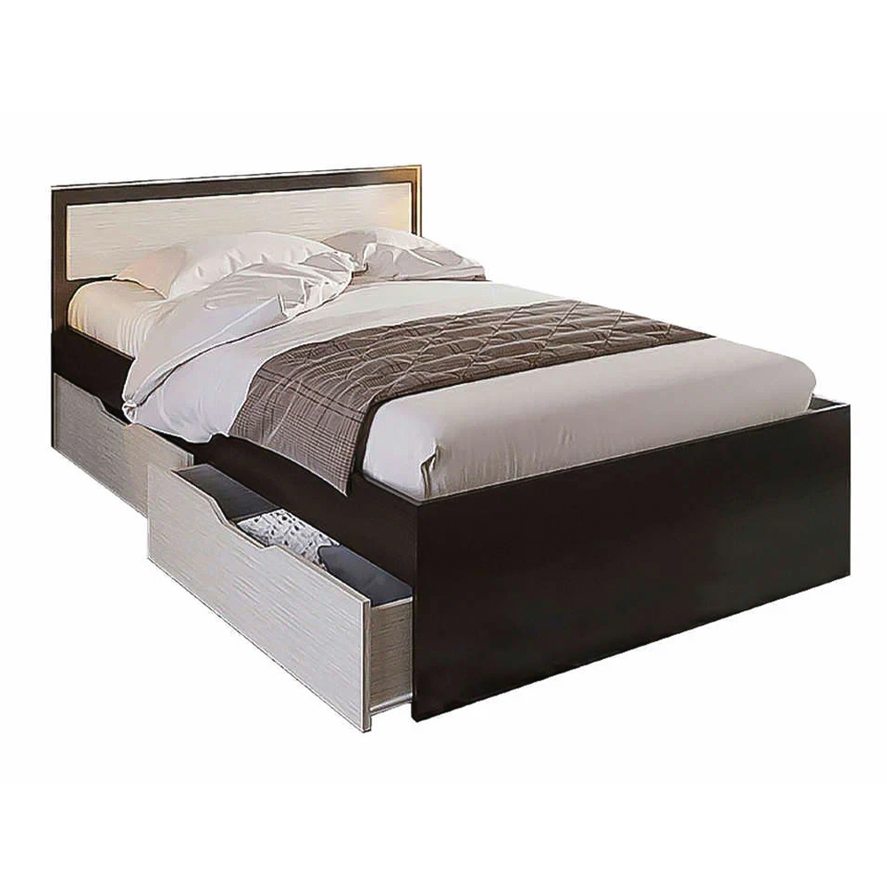 Кровать с ящиками Стендмебель Гармония 90x200см, 483059, дуб белфорт - венге