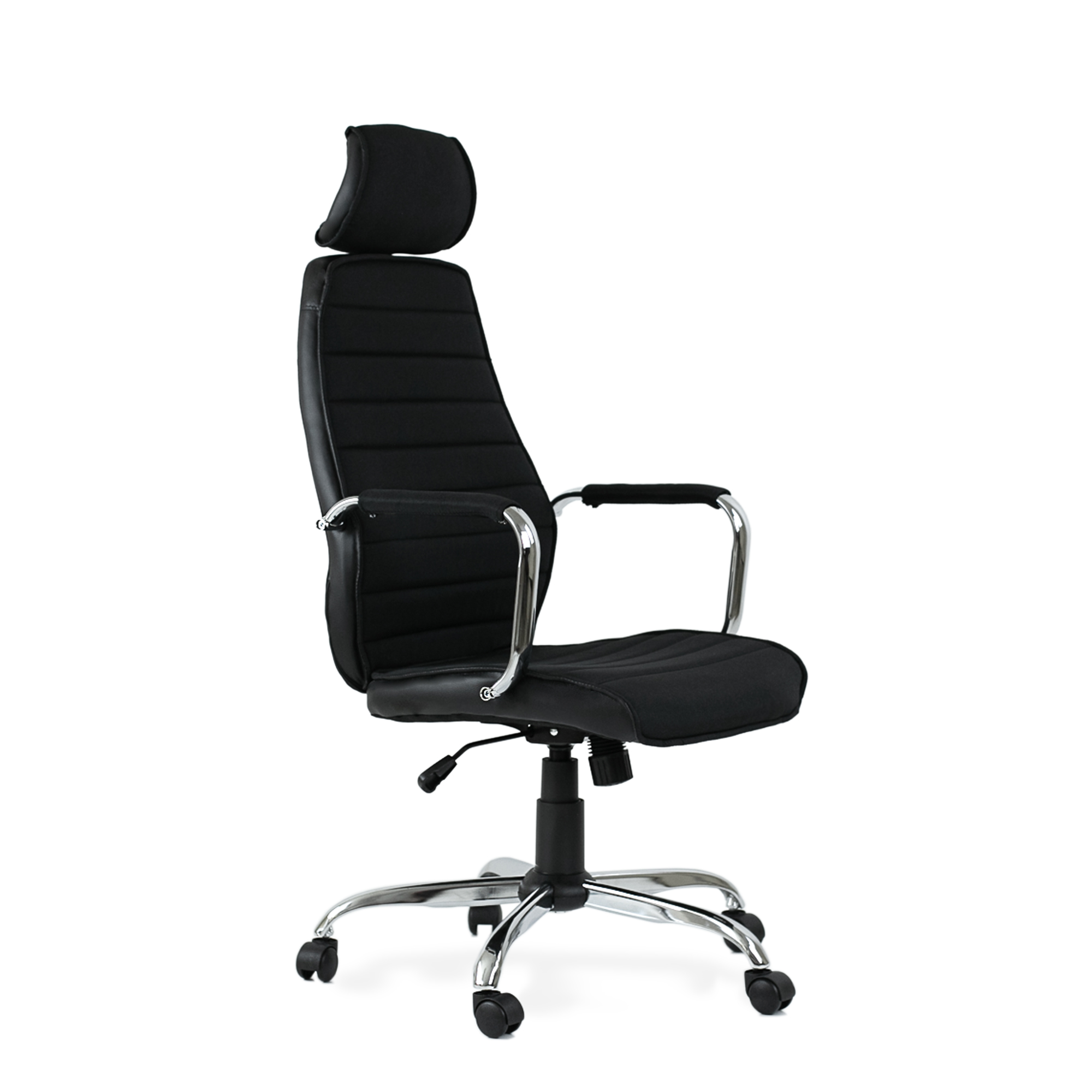 Кресло Barneo K-90 черная ткань, черная экокожа