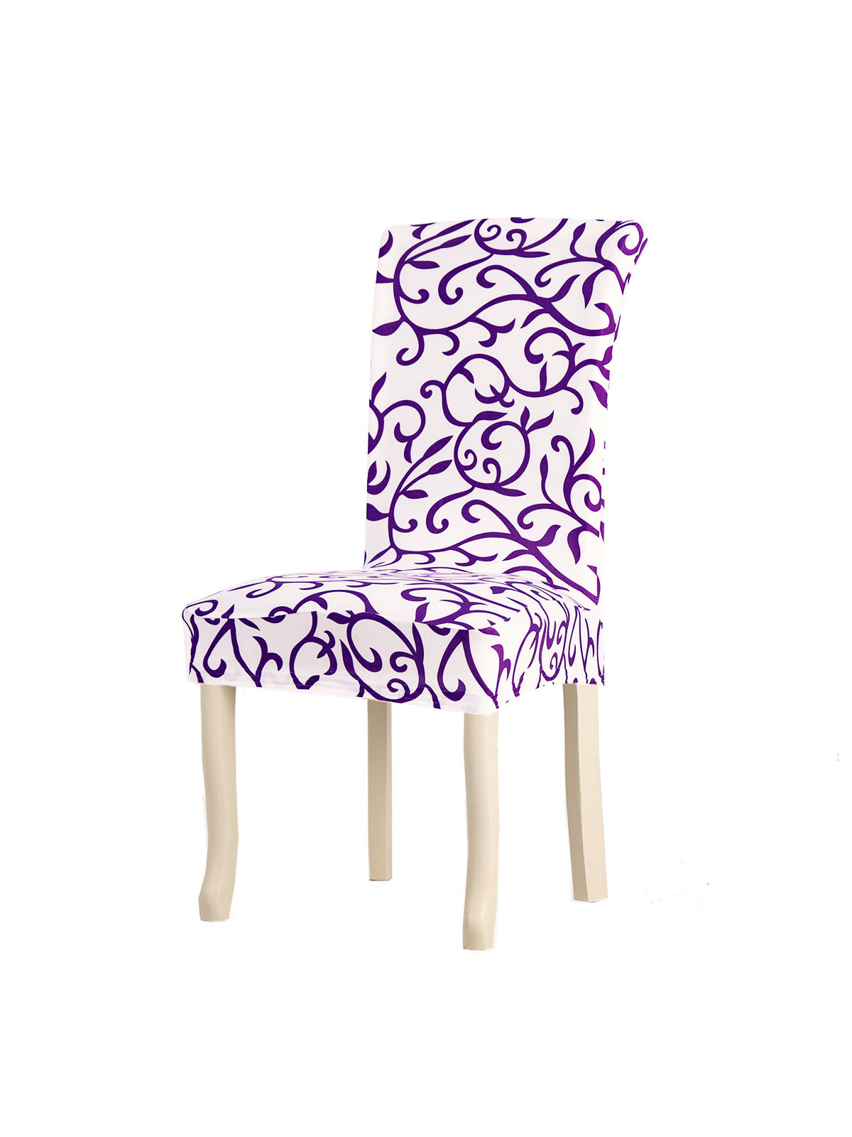 Чехол LuxAlto для стула со спинкой Jersey бело-фиолетовый на резинке 1шт 10401