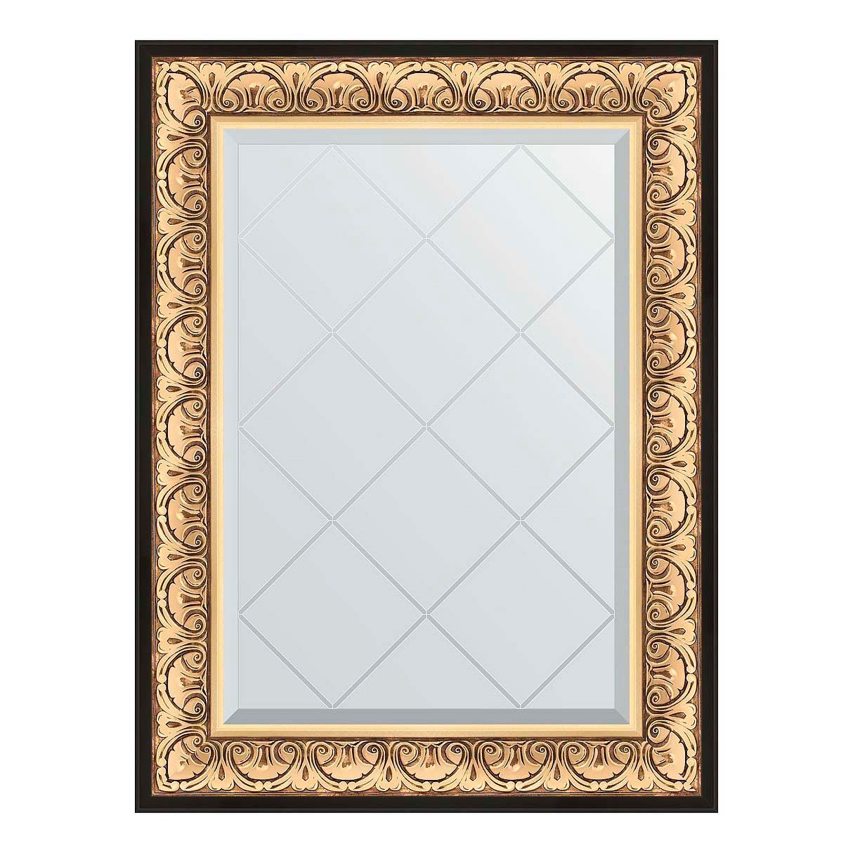 Зеркало интерьернное Evoform с гравировкой в багетной раме барокко золото