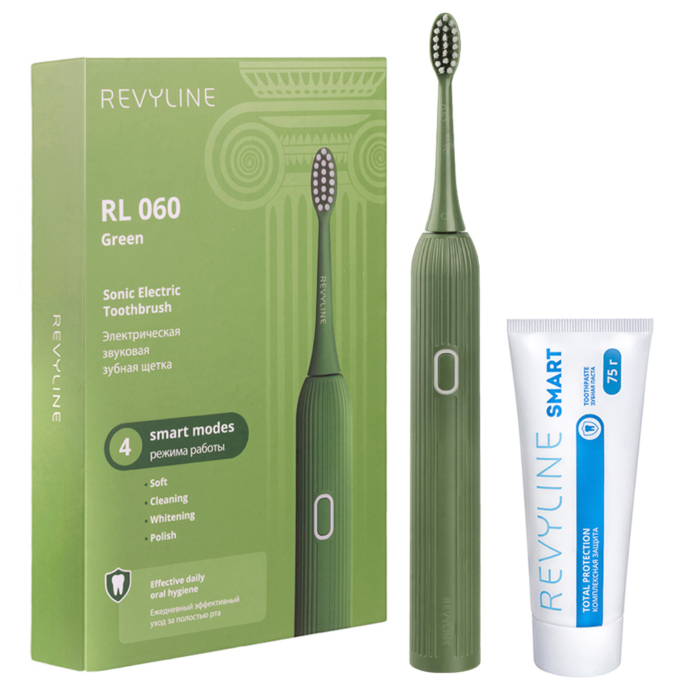 Электрическая зубная щетка Revyline RL 060+ зубная паста зеленый