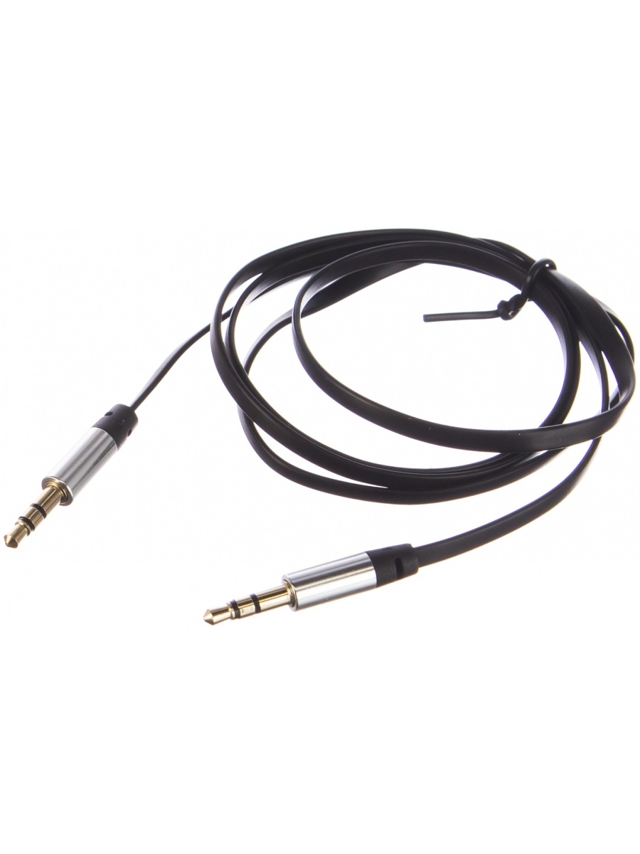 Аудио кабель Rexant AUX 3.5 мм шнур плоский 1M Black 18-4000