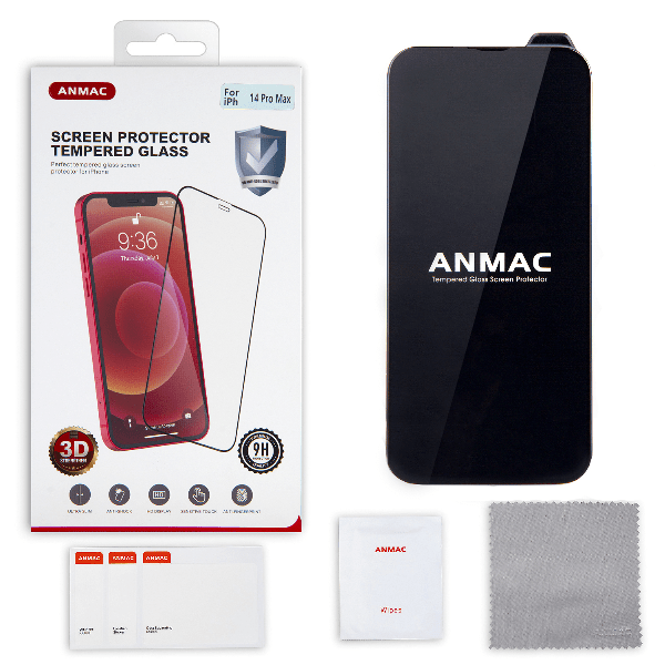 Защитное стекло Anmac для iPhone 14 Pro Max 3D, черное