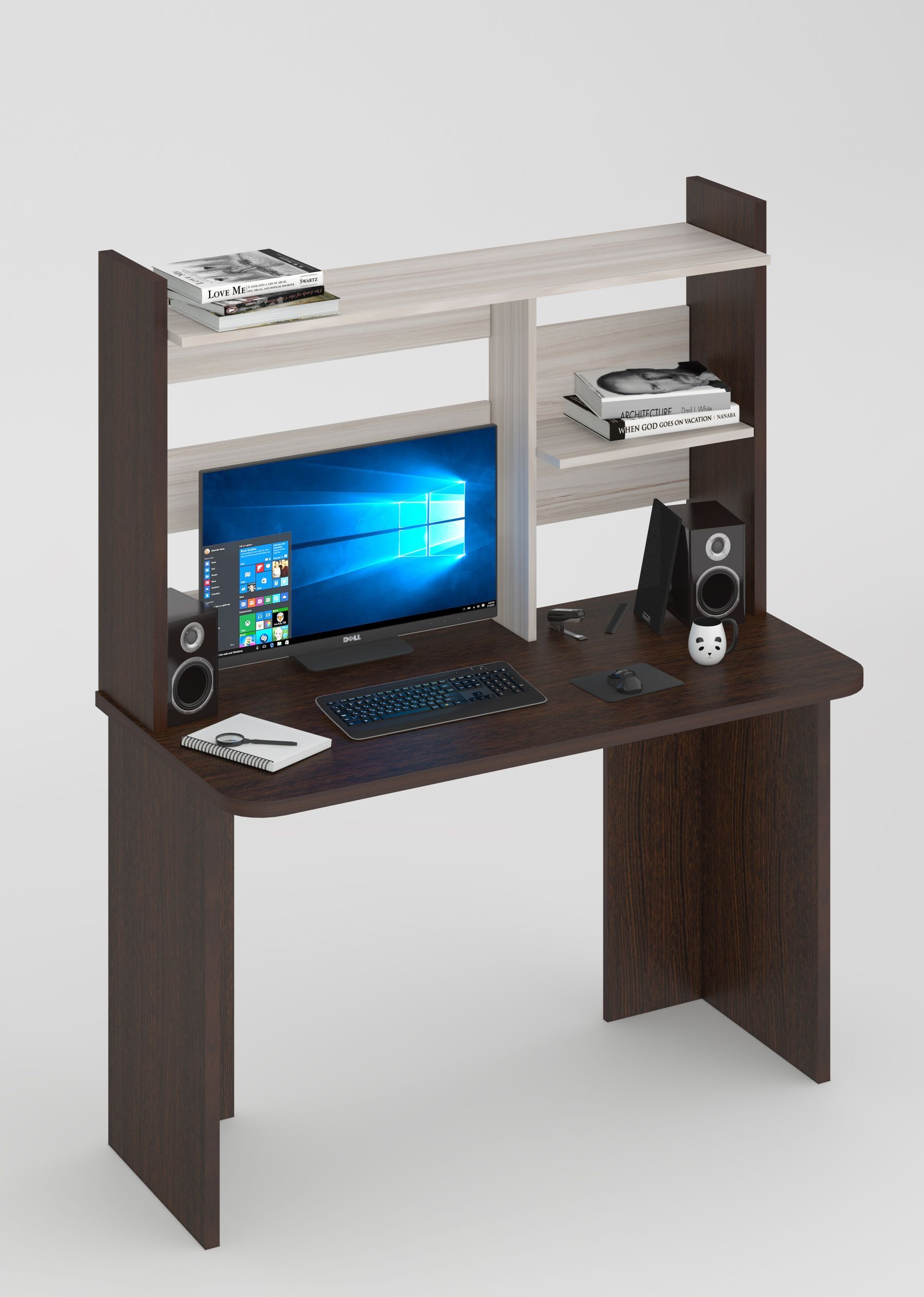 Стол компьютерный Мердэс СКЛ-Прям120Р без тумбы+НКЛ-120 КВ Caramel/Wenge С надстройкой