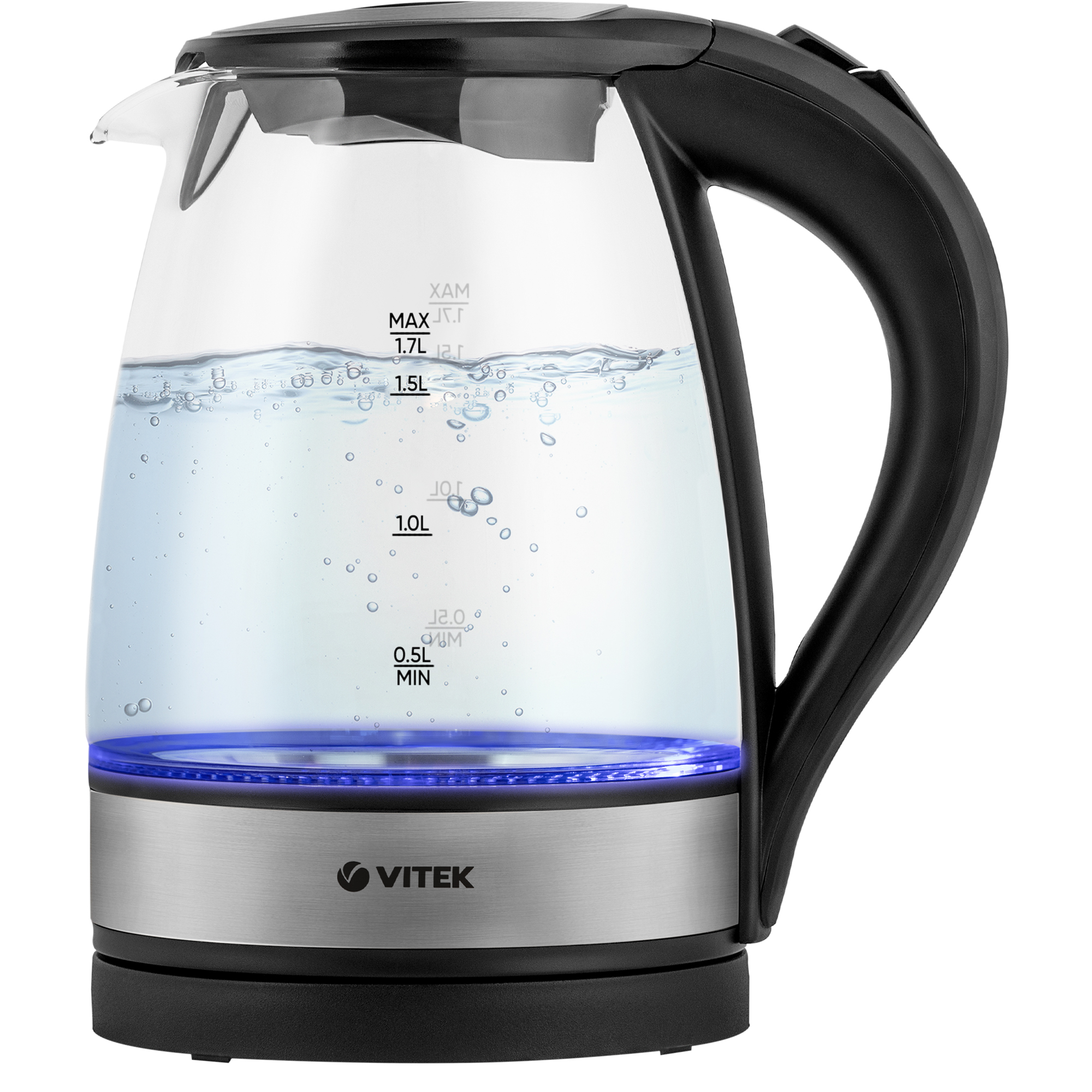 Чайник электрический VITEK VT-7008 TR 17 л черный, серебристый
