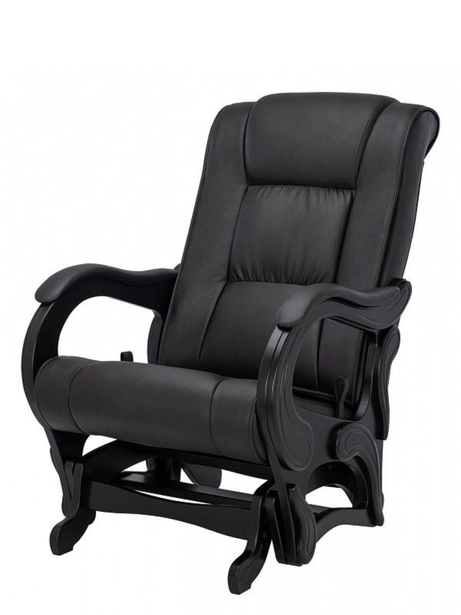 Кресло-качалка для отдыха Glider 78 Dundi 108, кожа, темно-коричневый, венге