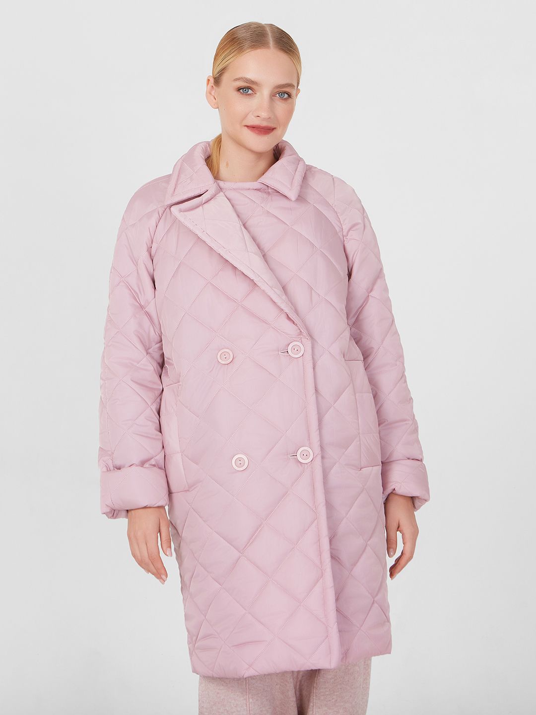 Пальто женское Lo 1232001 розовое 52 RU