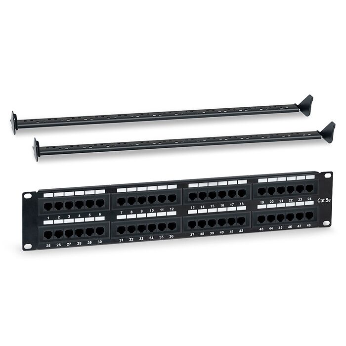 Патч-панель WRline WR-PL-48-C5E-D 19" 2U 48xRJ45 кат.5e