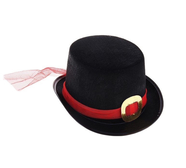 Карнавальная шляпка Цилиндр с красным ремешком, р-р 56-58, цвет чёрный Страна Карнавалия