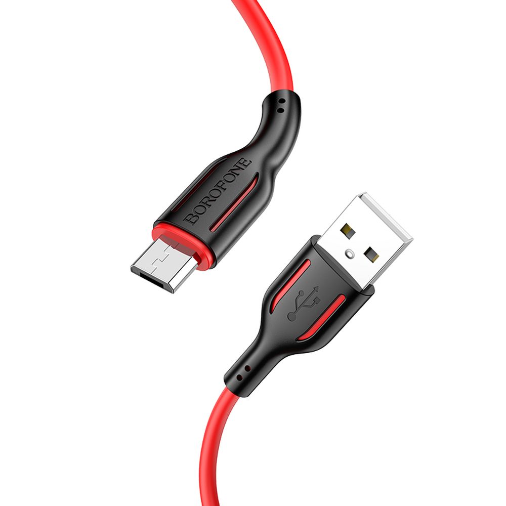 Кабель USB  BOROFONE BX63 Charming MicroUSB, 1м, 2.4A, силикон (красный)