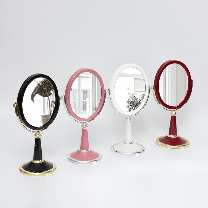 Зеркало на ножке, двустороннее, зеркальная поверхность 13,5x16,5 см, цвет МИКС
