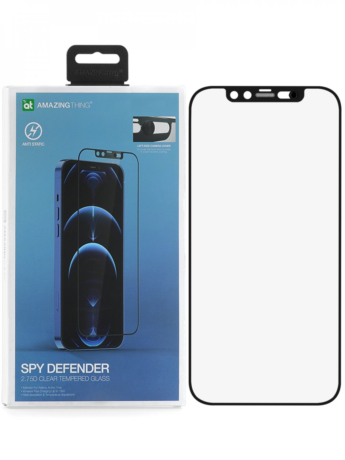 Защитное стекло для Apple iPhone 12 Pro Max Amazingthing Spy Defender Anti-Statiс Black