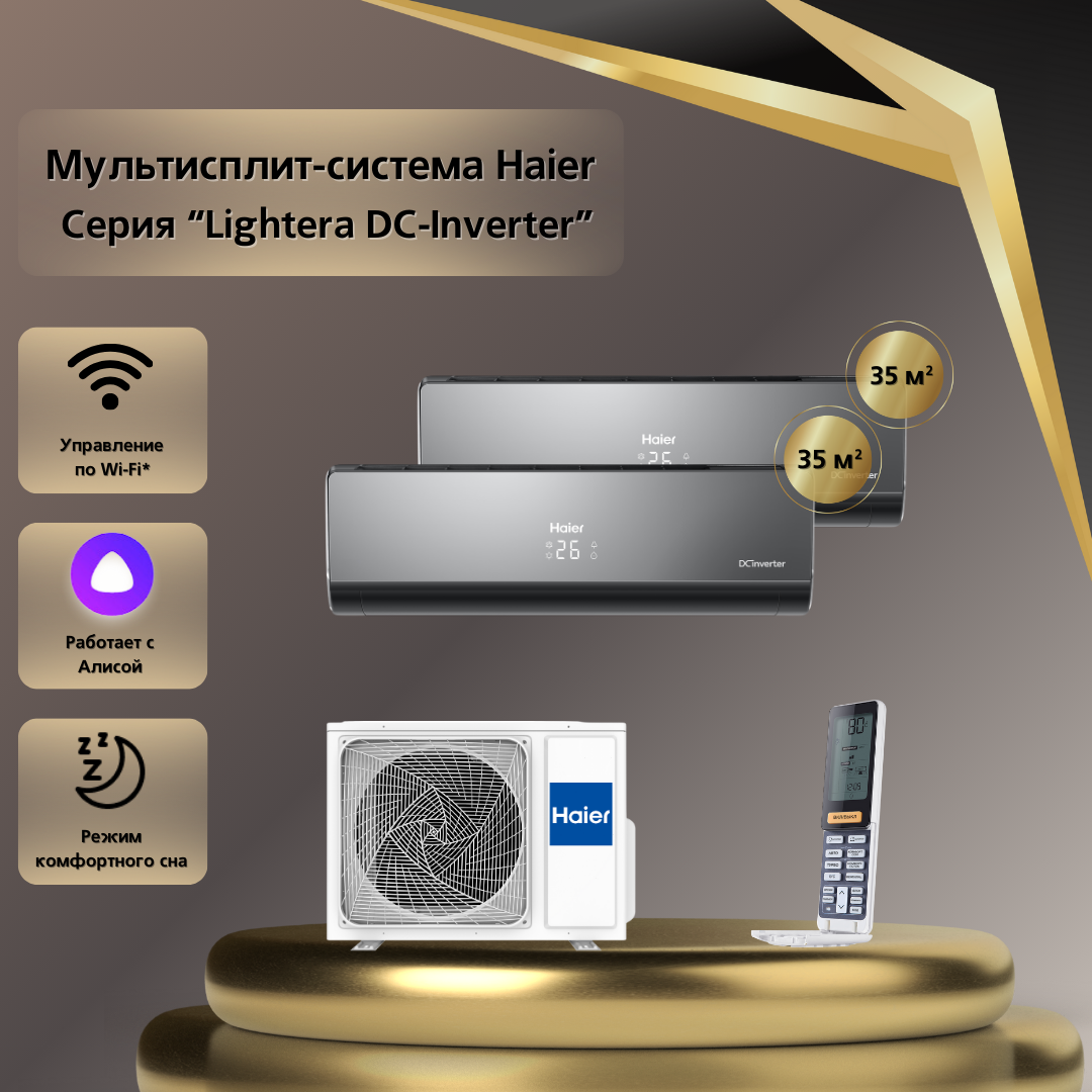 Мульти сплит-система Haier 2 х AS12NS6ERA-B / 2U50S2SM1FA-3 + Wi-Fi модуль ESP32