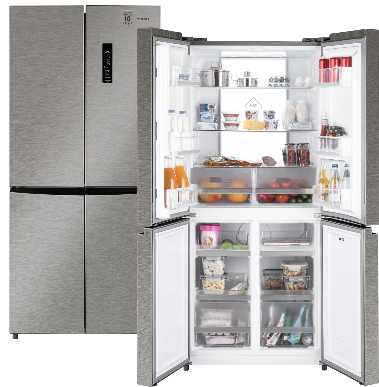 Холодильник Weissgauff WCD 450 X   серебристый
