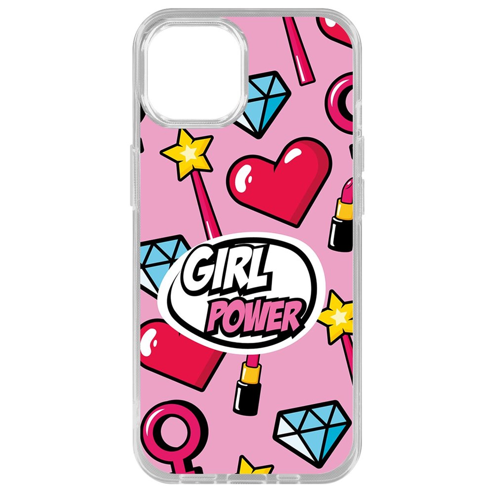 Чехол-накладка Krutoff Clear Case Girl Power для iPhone 14 Plus