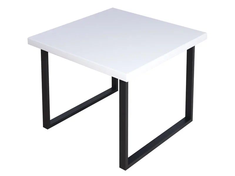 журнальный стол Solarius Loft металл-дерево 60х60х50, белый с черными ножками