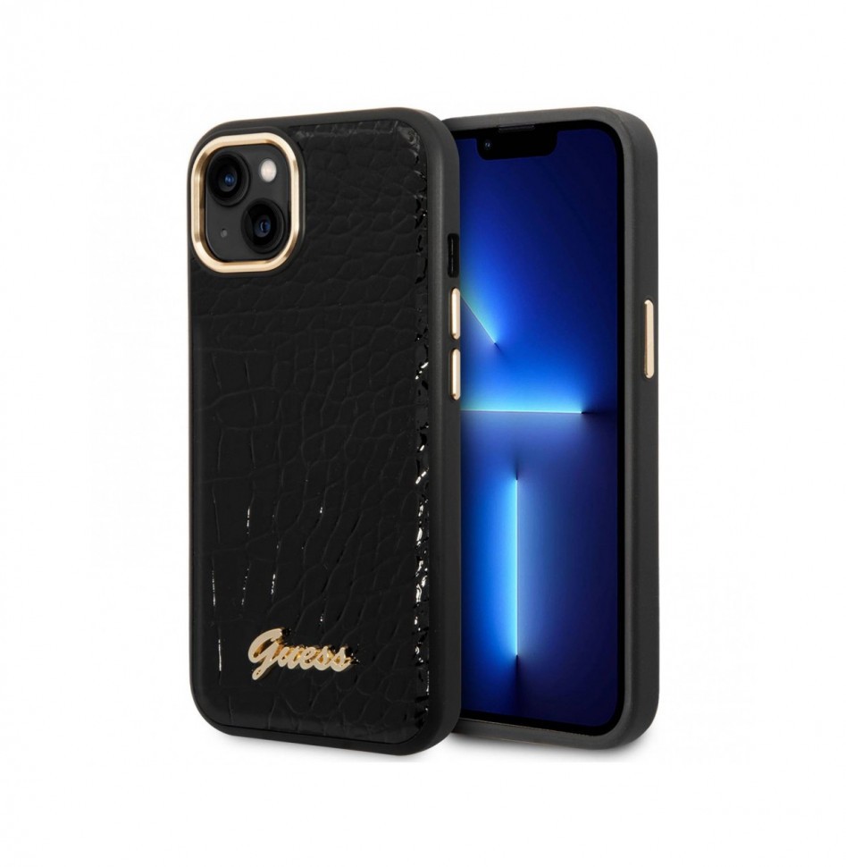 Чехол CG Mobile Guess PU Croco Metal logo Hard для iPhone 14 Plus, Черный