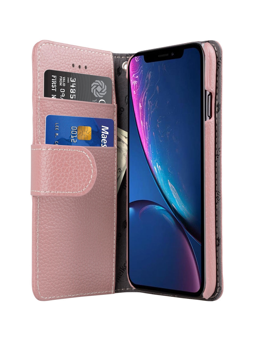 Кожаный чехол книжка Melkco для Apple iPhone Xr - Wallet Book Type - розовый